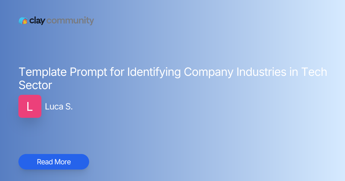 Template Prompt for Identifying Company Industries in Tech Sector | Clay